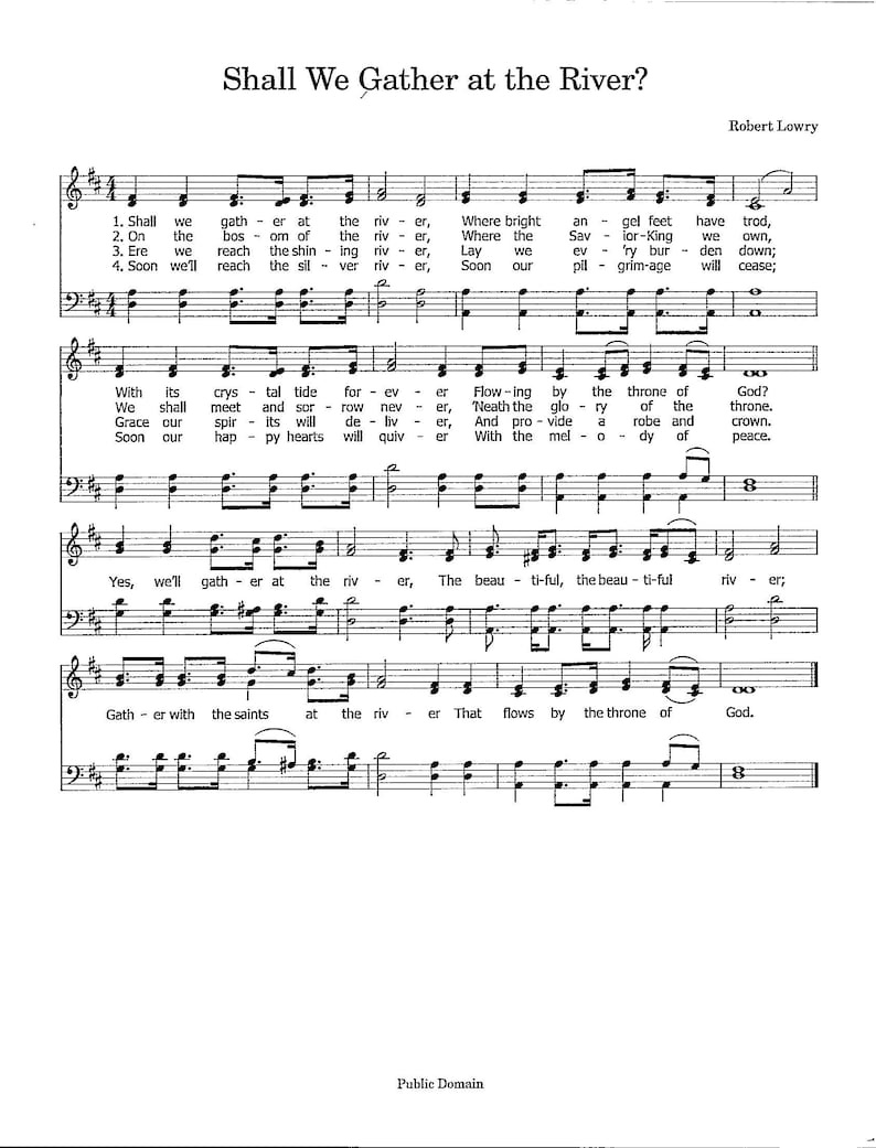 Shall We Gather at the River - Digital Printable Hymn Tune With Lyrics ...