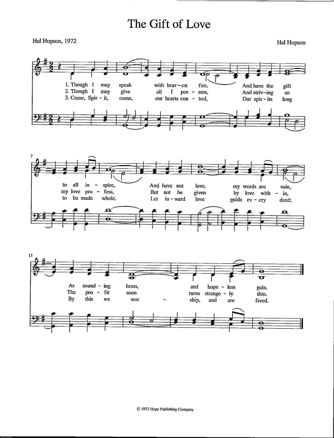 The Gift of Love - Digital Download Hymn Tune for Piano and Voices - Etsy