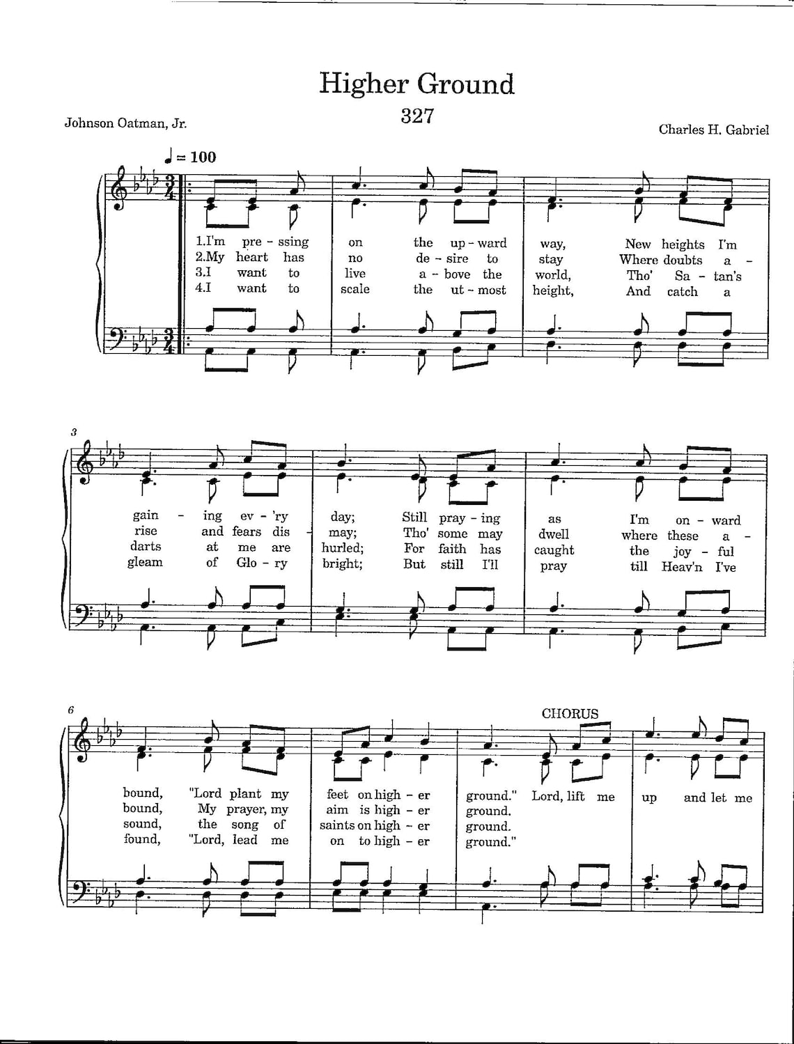 Higher Ground - Digital Download Hymn Tune Sheet Music for Piano With Verses - Key of A Flat - Etsy