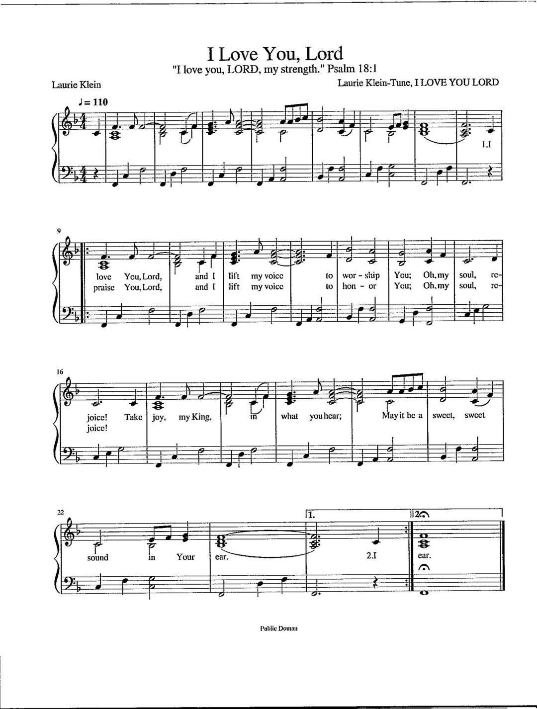 I Love You Lord - Digital Hymn Tune for Piano Organ Voice - Key of F - Etsy