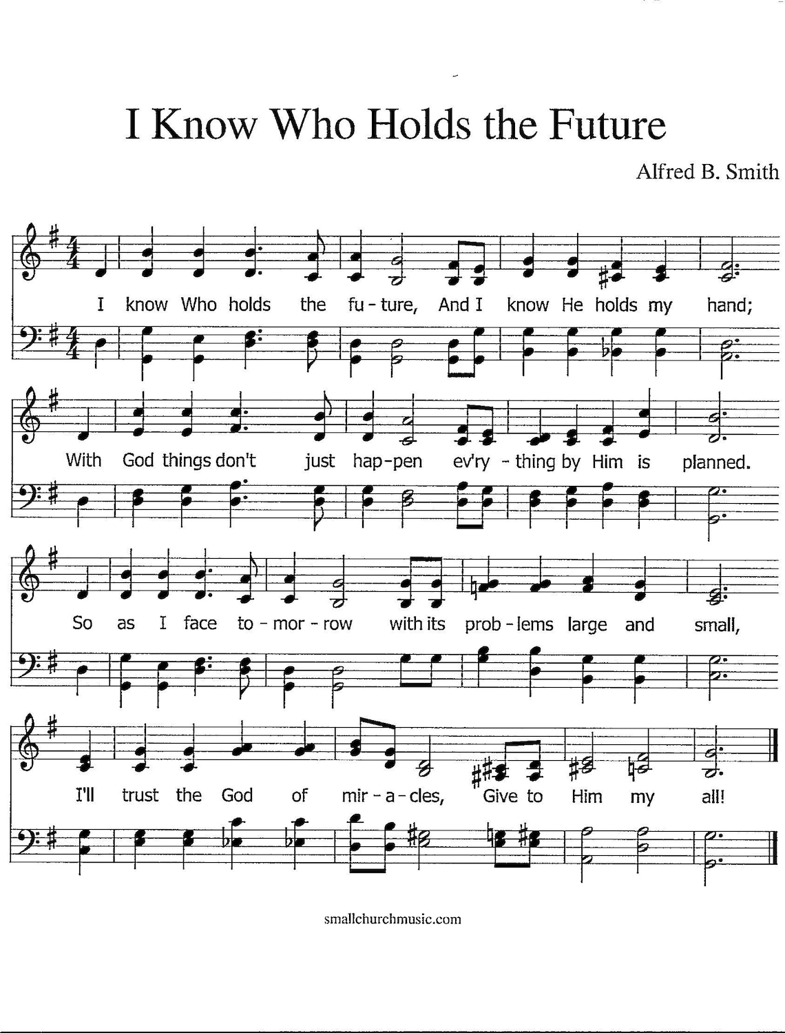 I Know Who Holds the Future - Digital Printable Hymn Tune With Lyrics ...