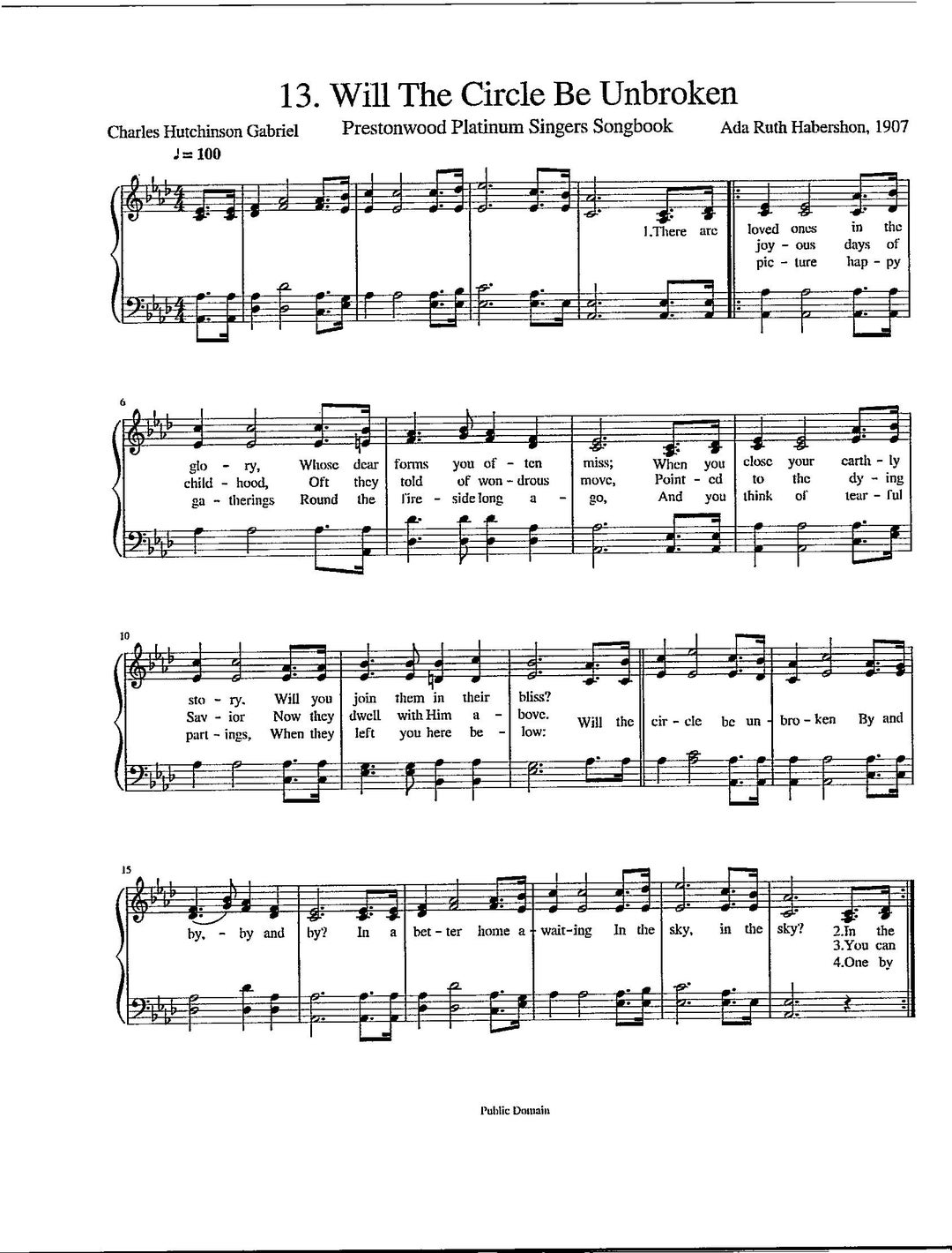 Will the Circle Be Unbroken? - Digital Download Hymn Tune for Piano ...