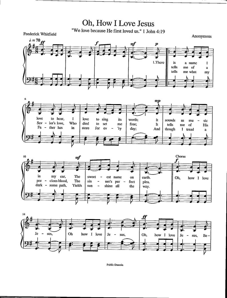 Oh, How I Love Jesus - Digital Download Hymn Tune for Piano Organ ...