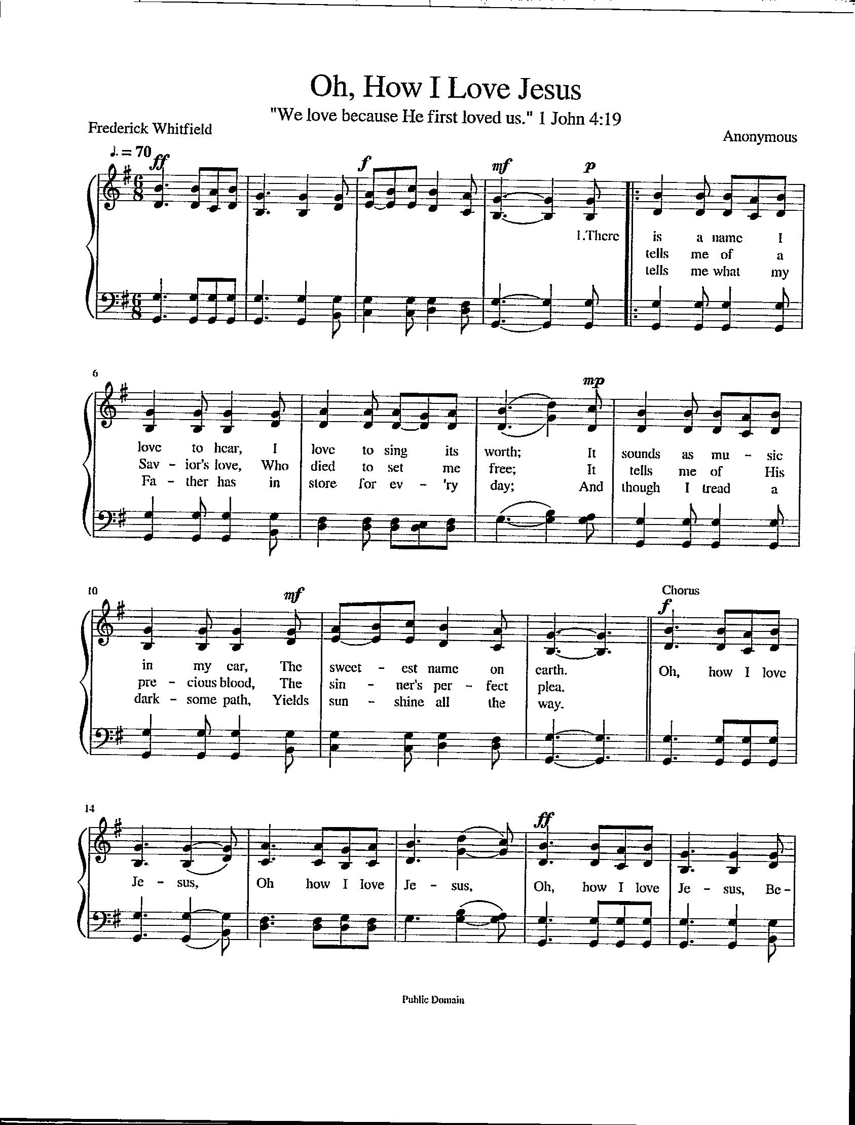 Oh, How I Love Jesus - Digital Download Hymn Tune for Piano Organ ...