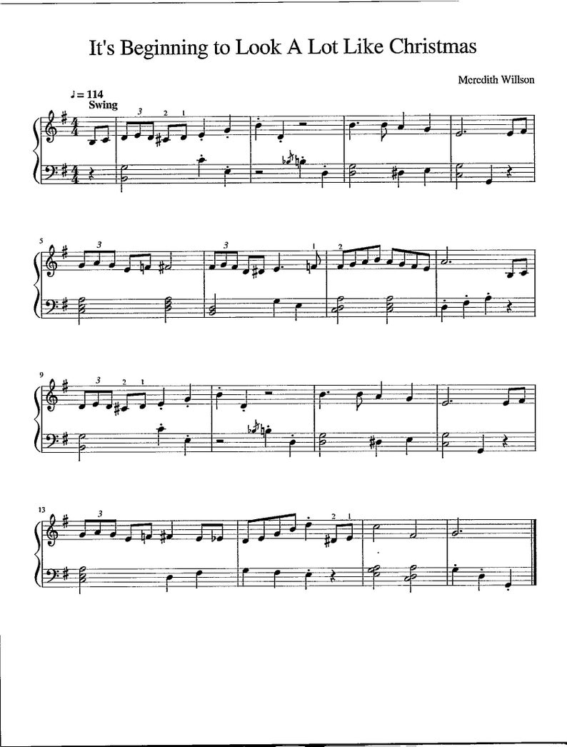 It's Beginning to Look a Lot Like Christmas - Digital Easy Piano Solo ...