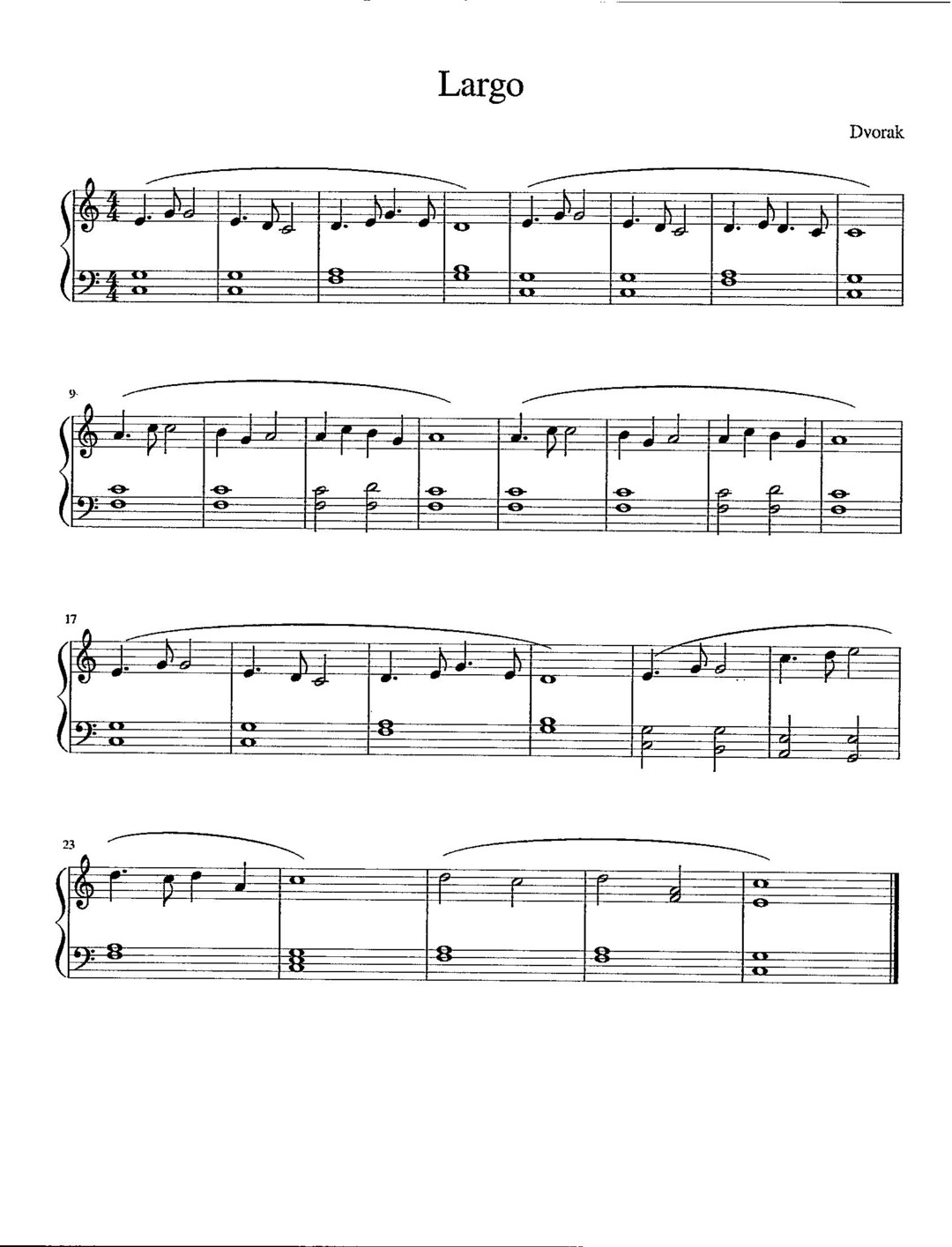 Largo From New World Symphony - Easy Digital Download Main Theme Piano ...