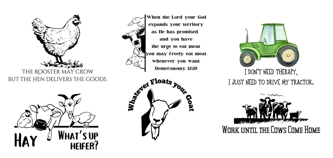 Farm Fun Svg's, Digital Download Only, 6 Rancher Funny Decals, PNG ...