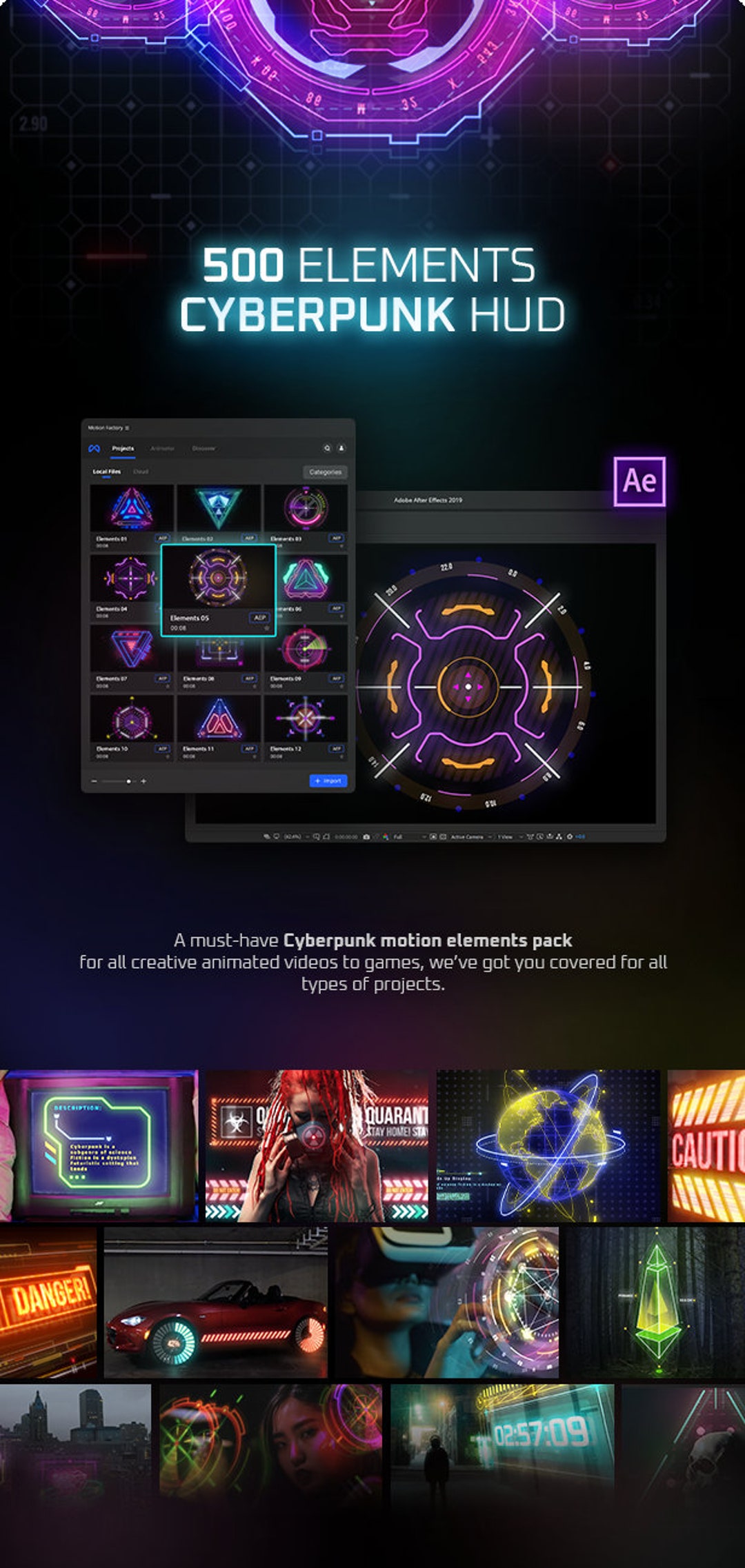 Cyberpunk-hud-elements-for-after-effects - Etsy