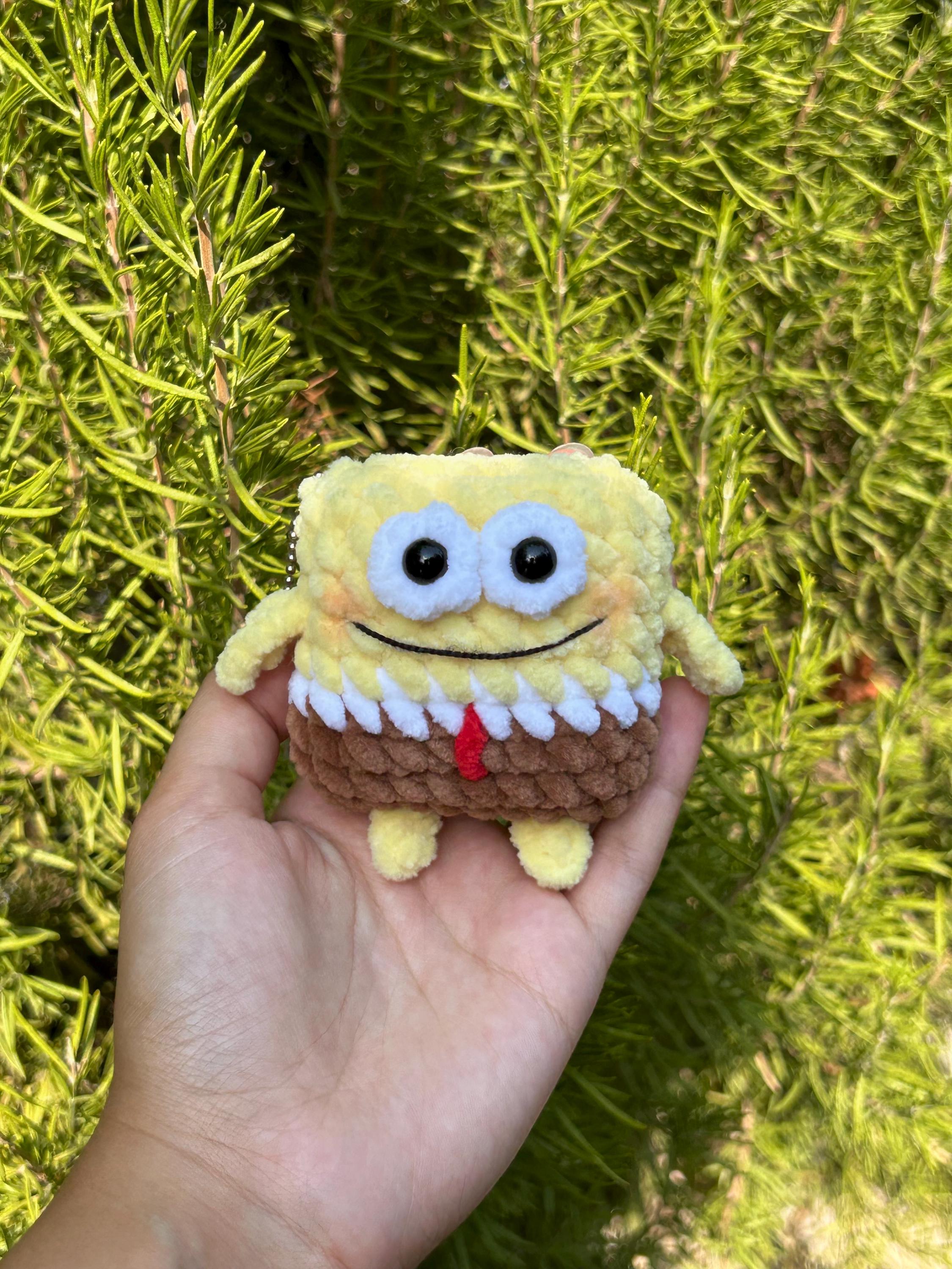 Crochet Spongebob Keychain, Spongebob Keychain, Crochet Spongebob ...