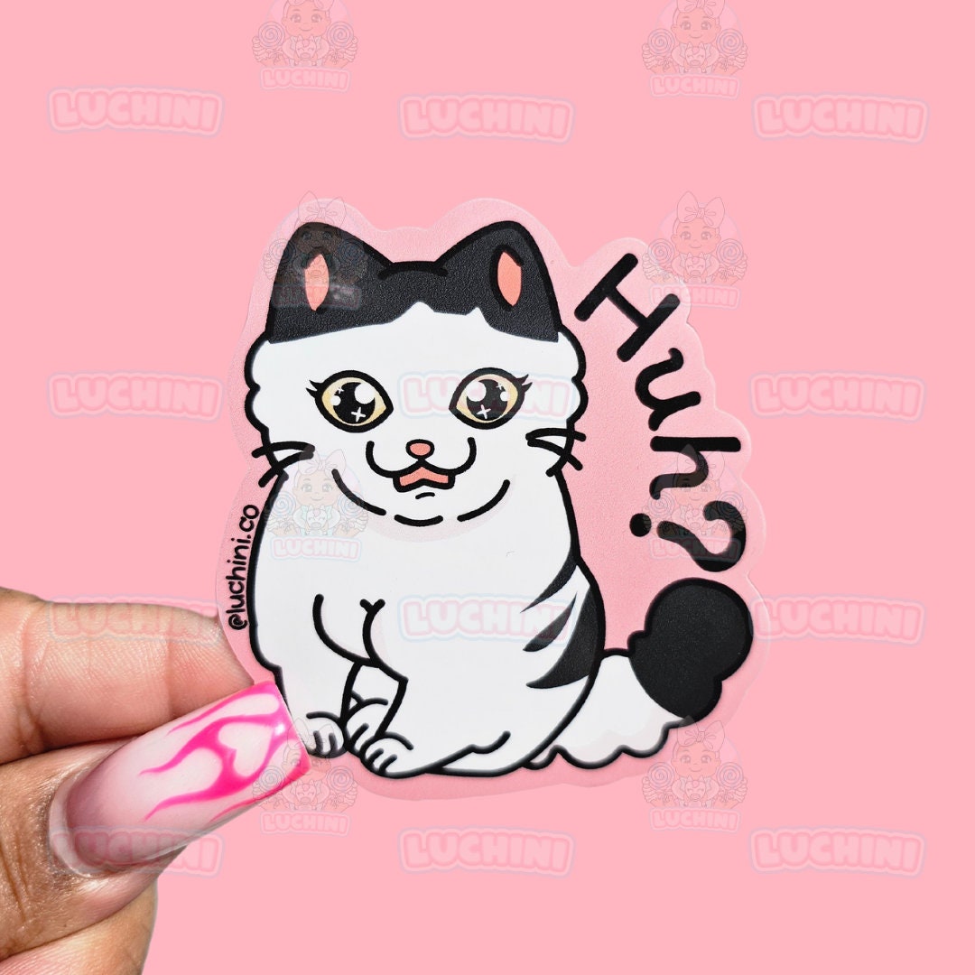 HUH Cat Meme Vinyl Sticker Silly Cat Sticker Kawaii Art Waterproof ...