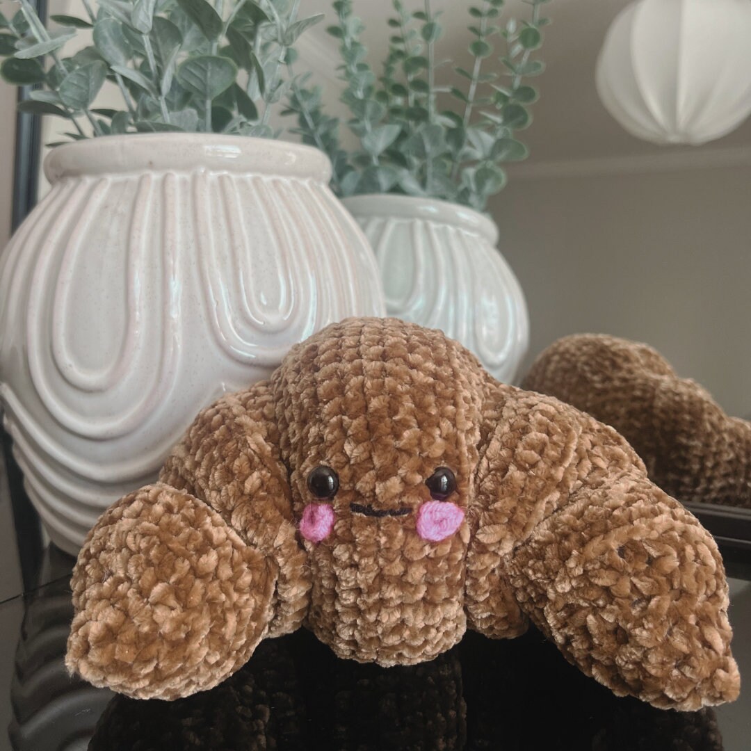 Handmade Crochet Croissant Plushie (MINI) | Stuffed Amigurumi Breakfast ...