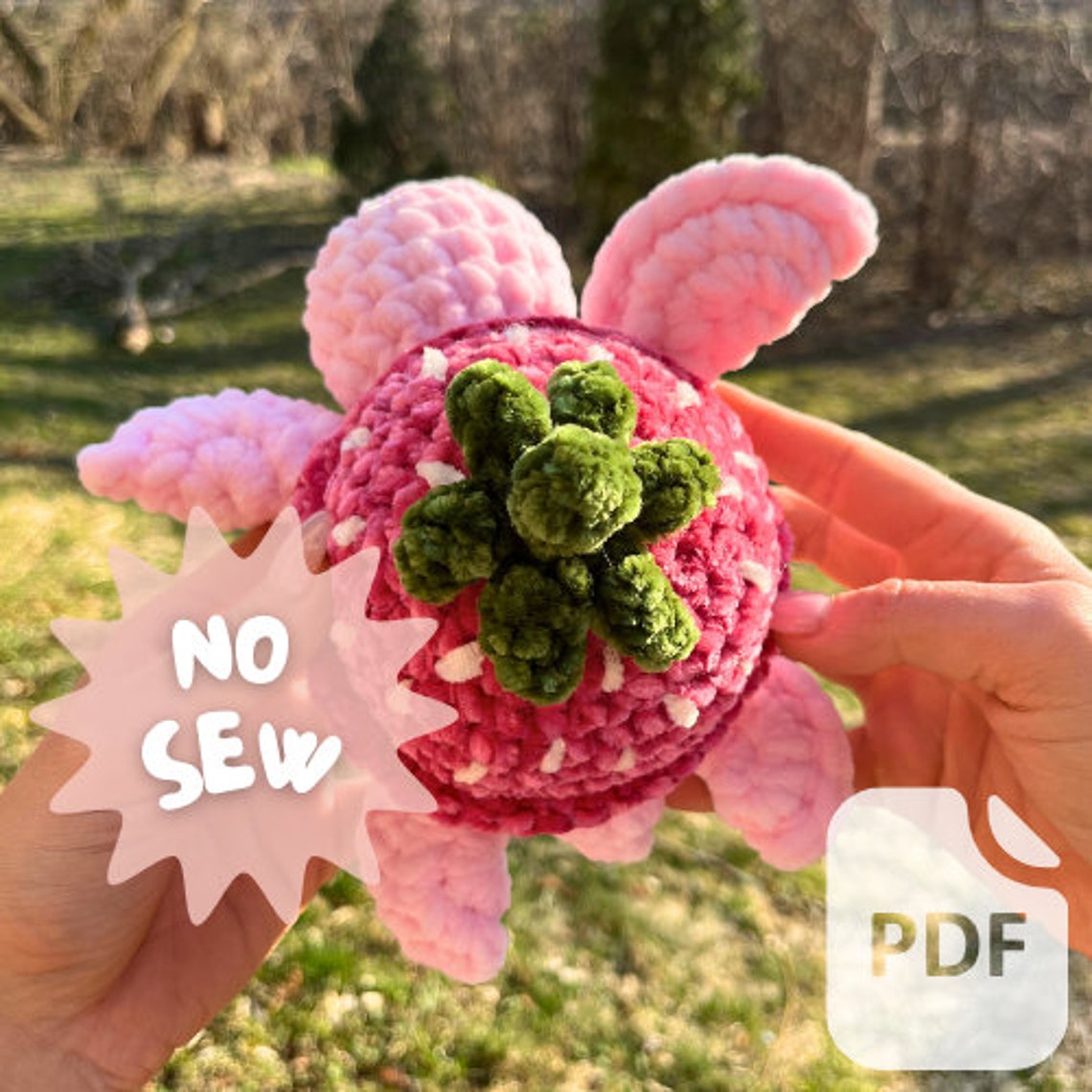 Strawberry Turtle Crochet Pattern: No Sew Amigurumi (PDF Download) - Etsy