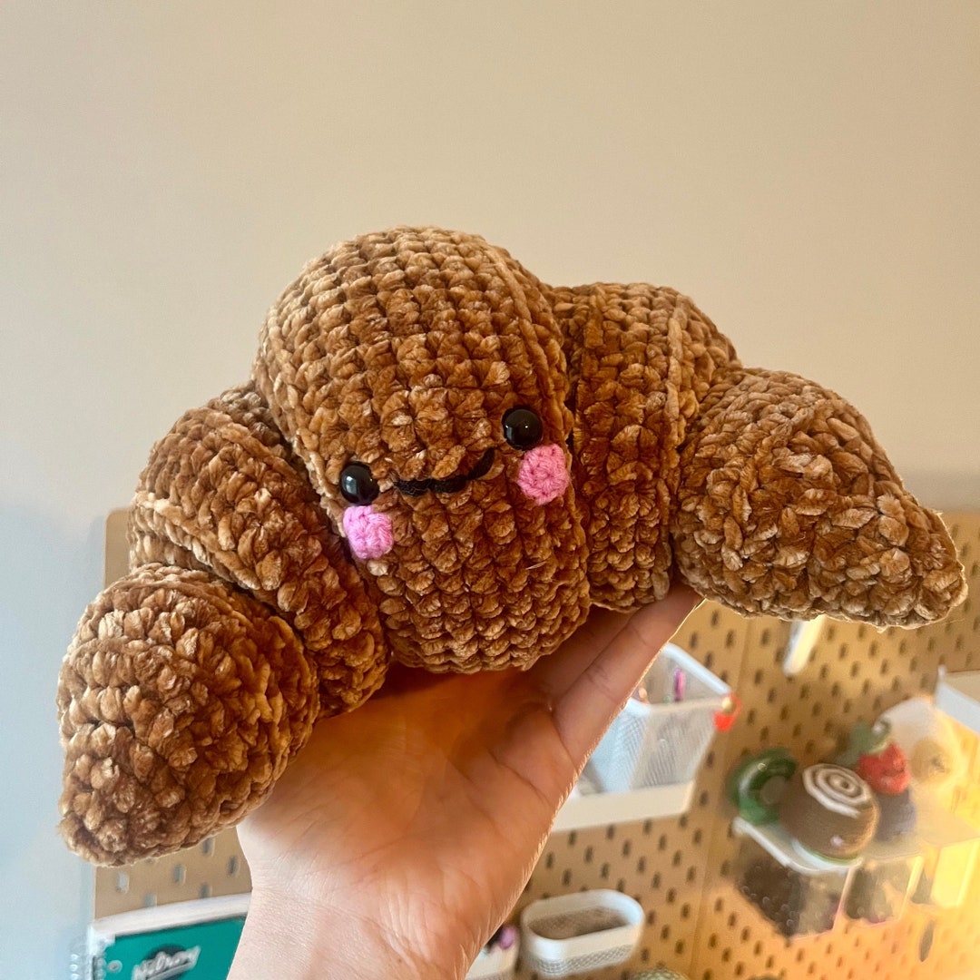 Handmade Crochet Croissant Plushie BIG Stuffed Amigurumi Breakfast Food ...