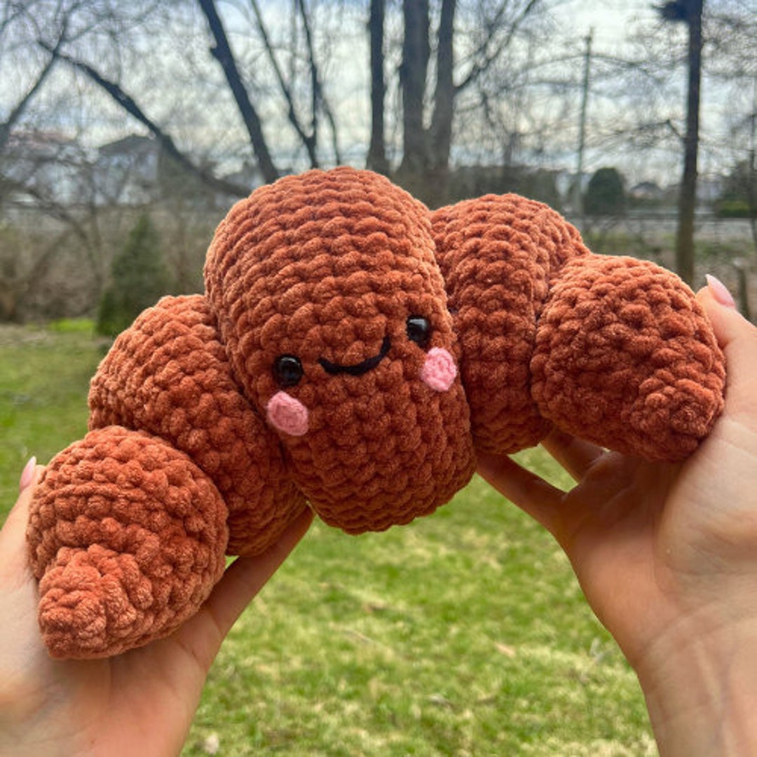 Handmade Crochet Croissant Plushie (BIG) | Stuffed Amigurumi Breakfast ...