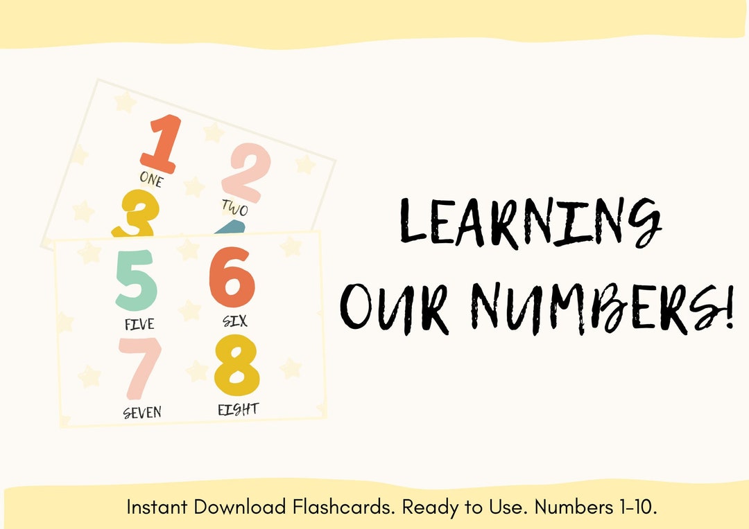 Instant Download Flashcards | Ready to Print | Numbers 1-10 | Kids - Etsy