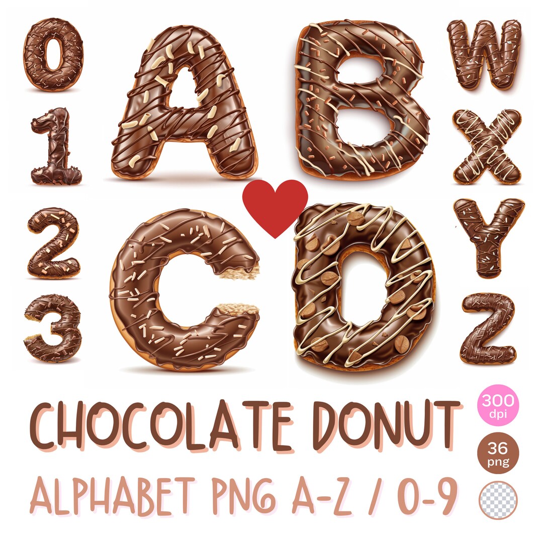 Cute Chocolate Donut PNG, Valentine Doodle Letters, Doodle Font, Cute ...