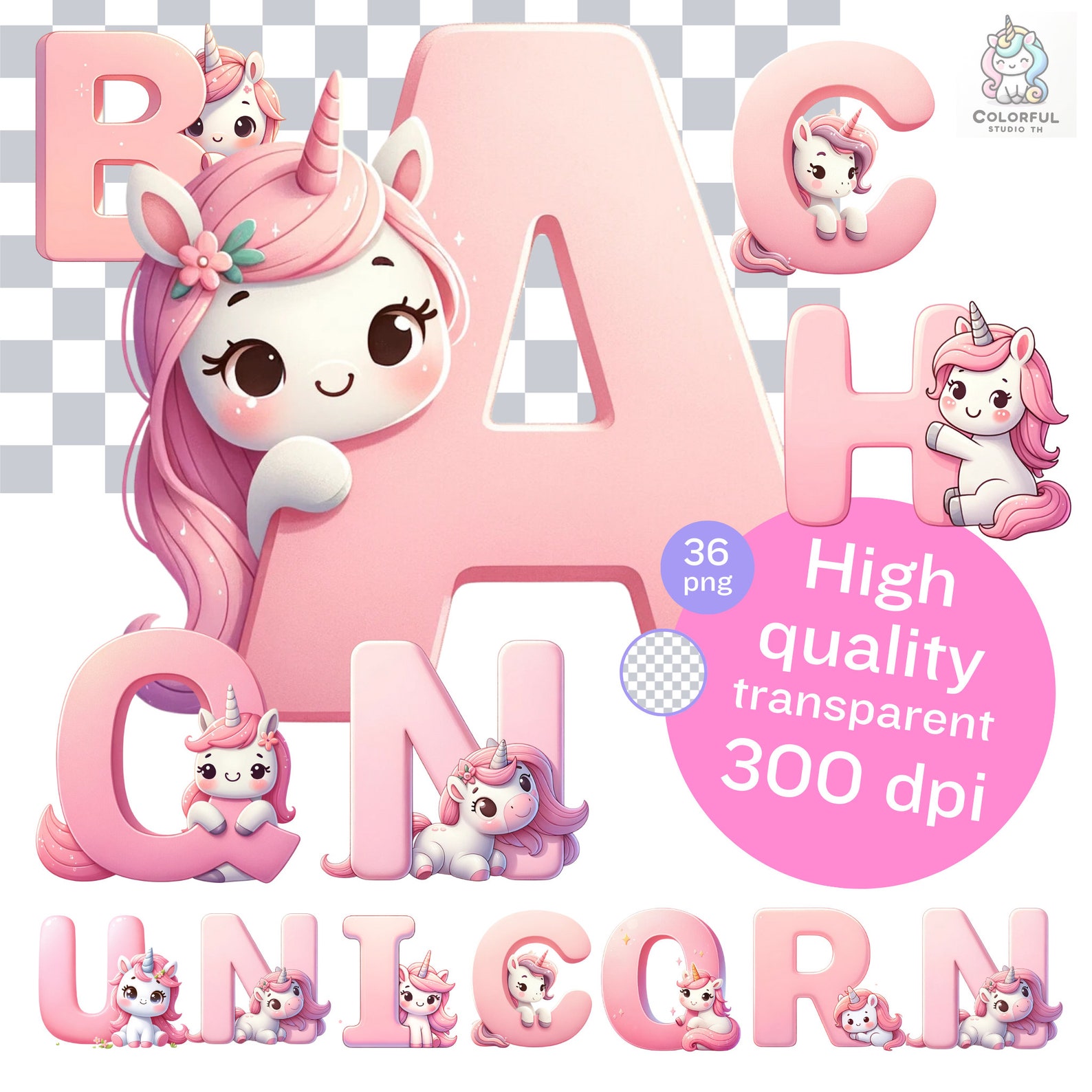 Cute Unicorn PNG V2, Doodle Letters, Doodle Font, Cute Letters ...