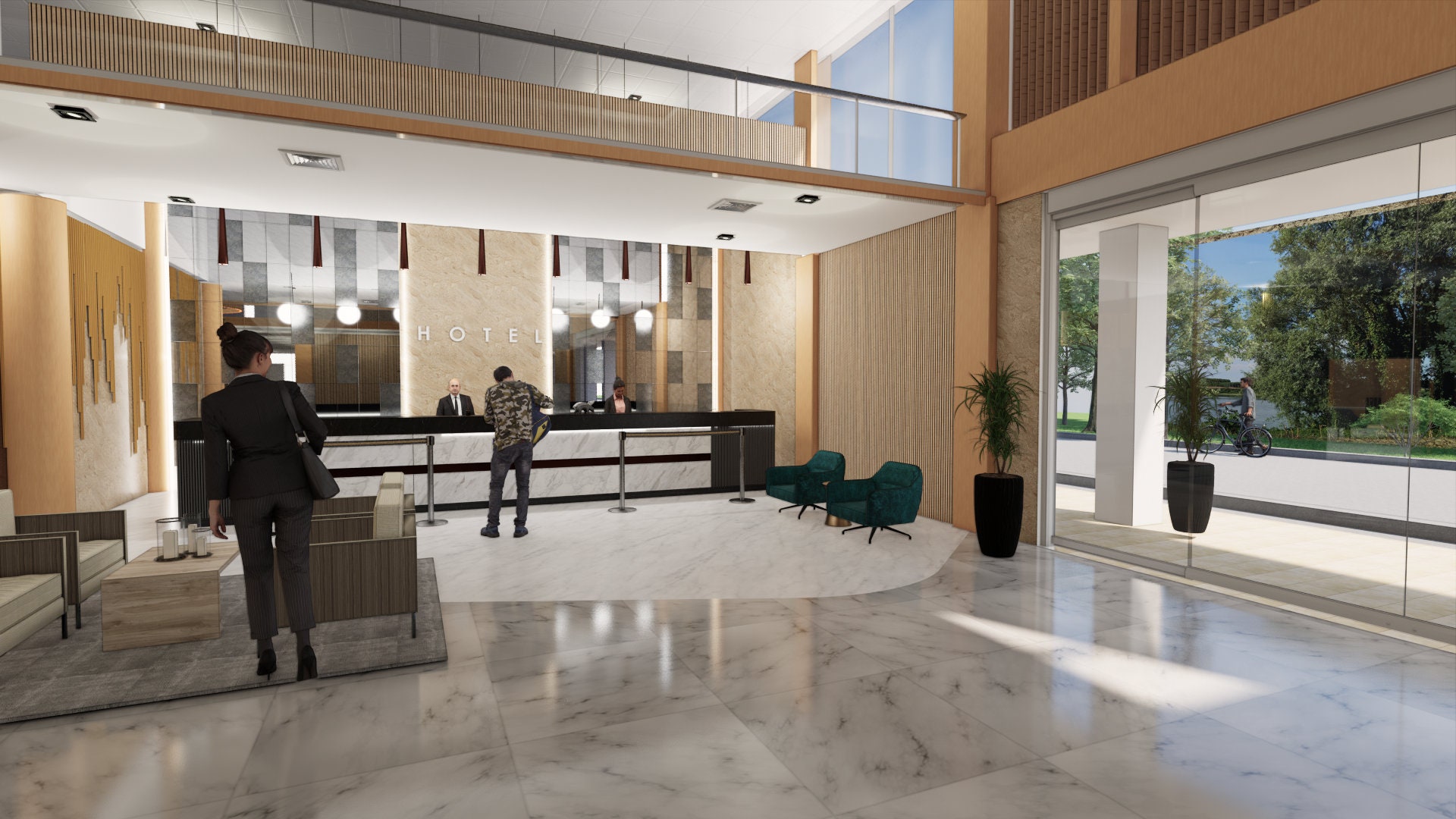 3D Model Sketchup Model mid Size Modern Hotel Lobby and Small Café SKP ...