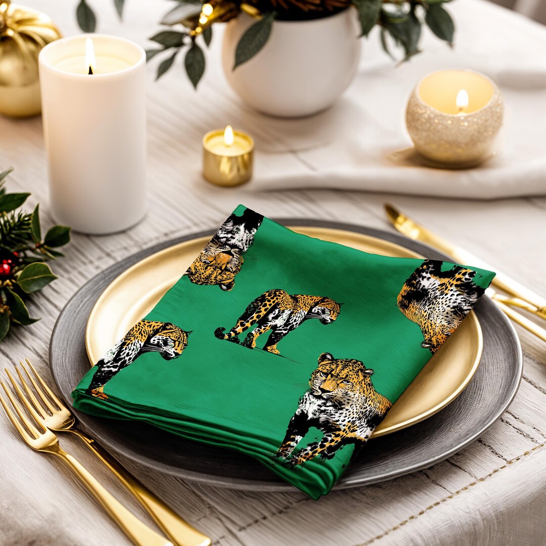 Leopard Print Napkins, 4-set - Holiday Table Setting, Entertaining ...