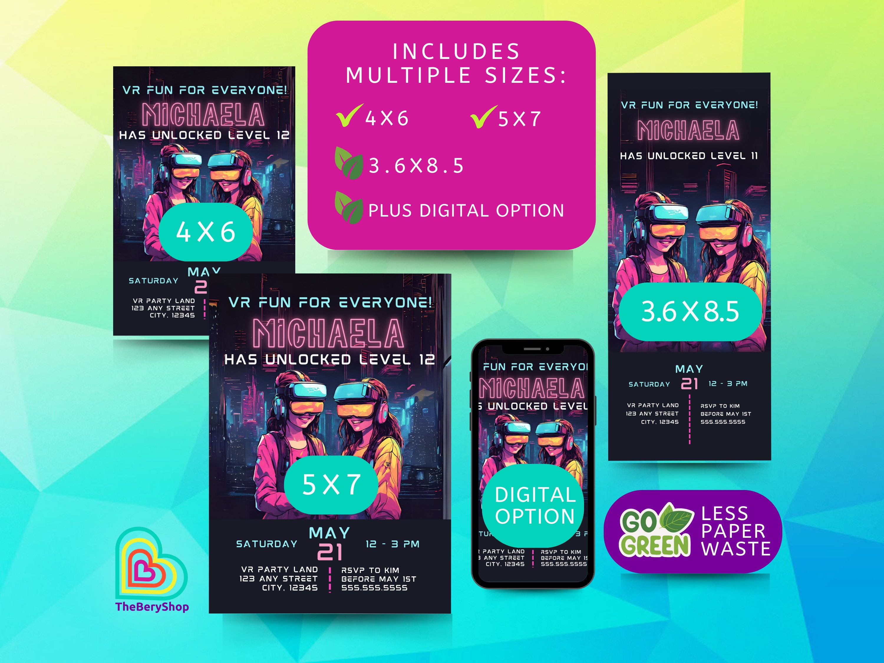 VR Birthday Party Invitation VR Party Invite Virtual Reality Invitation ...