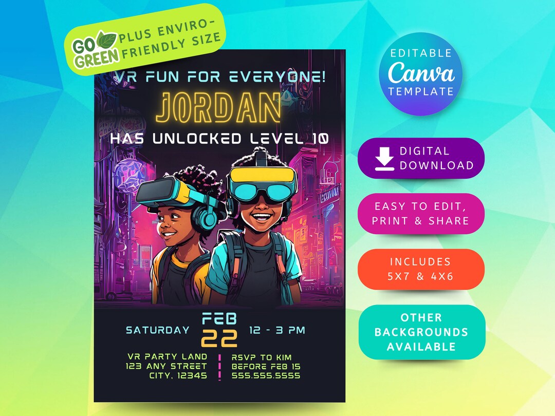 VR Invitation VR Party Invite Virtual Reality Invitation Template ...