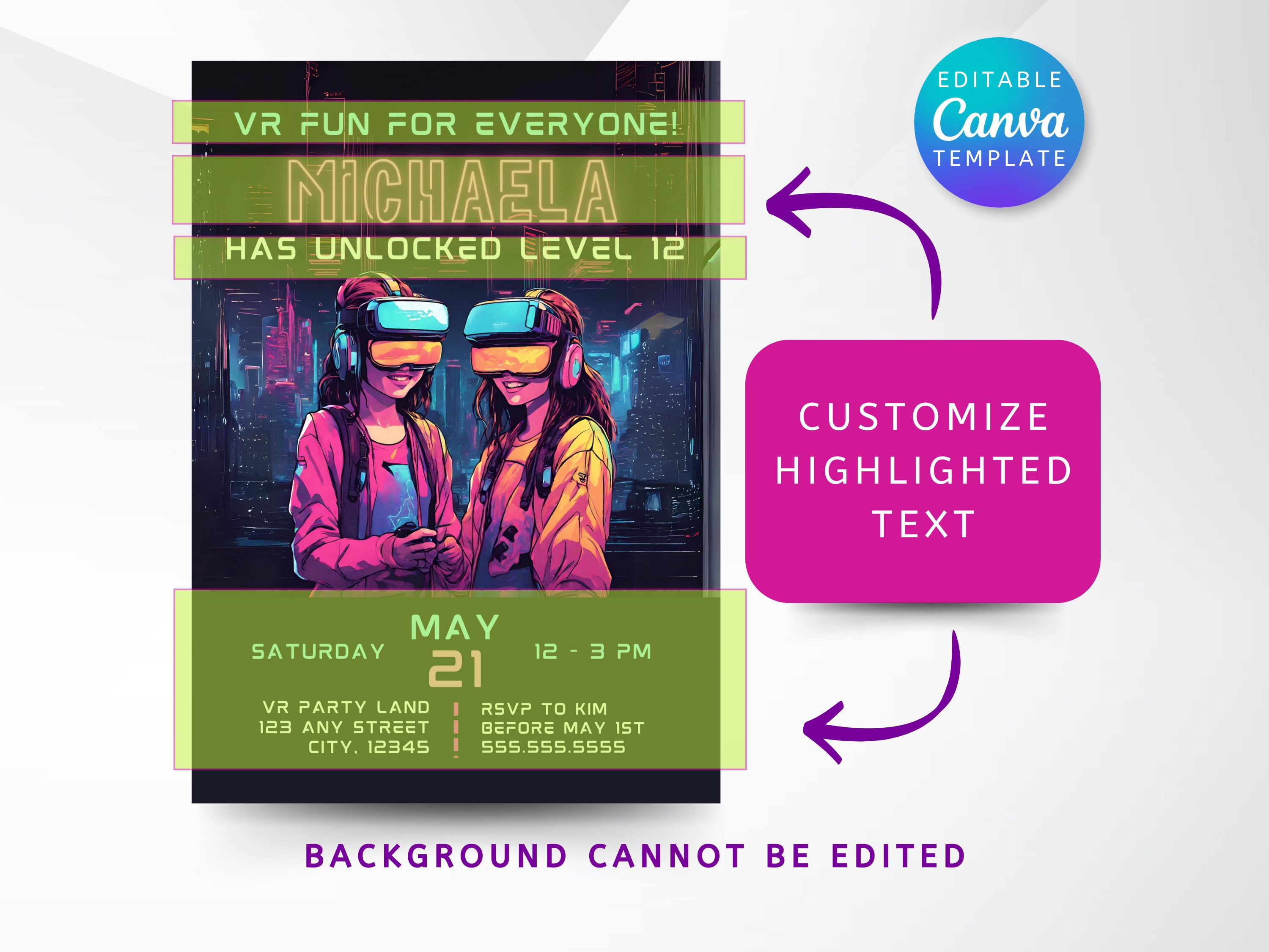 VR Birthday Party Invitation VR Party Invite Virtual Reality Invitation ...