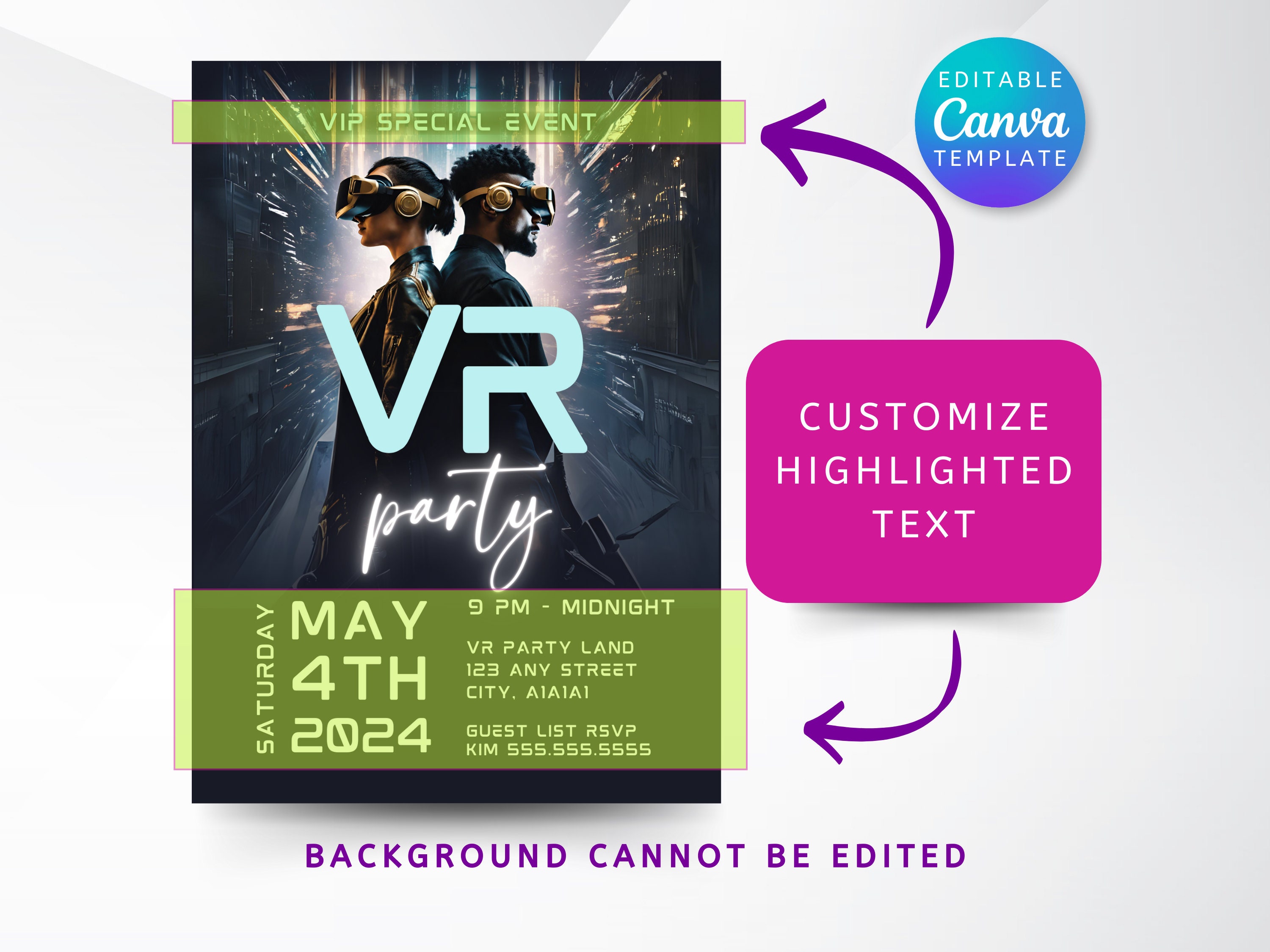 VR Invitation VR Party Invite Virtual Reality Invitation Template Adult ...