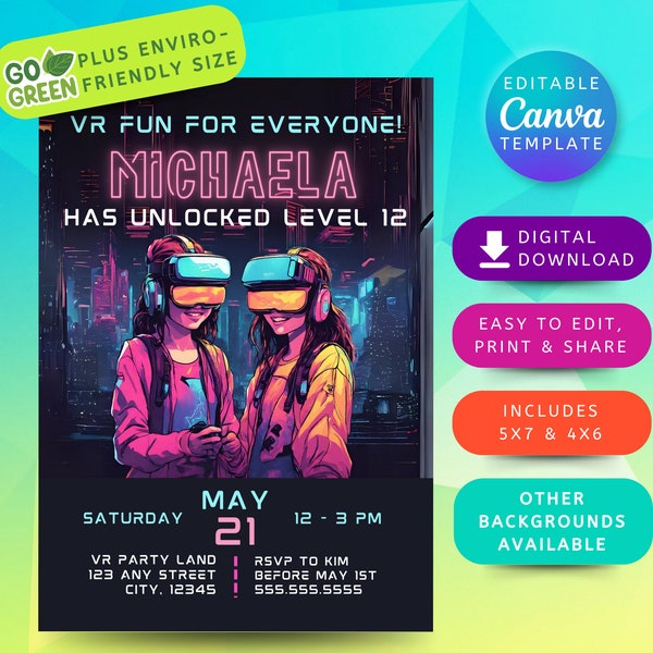 Vr Birthday Party Invitations - Etsy