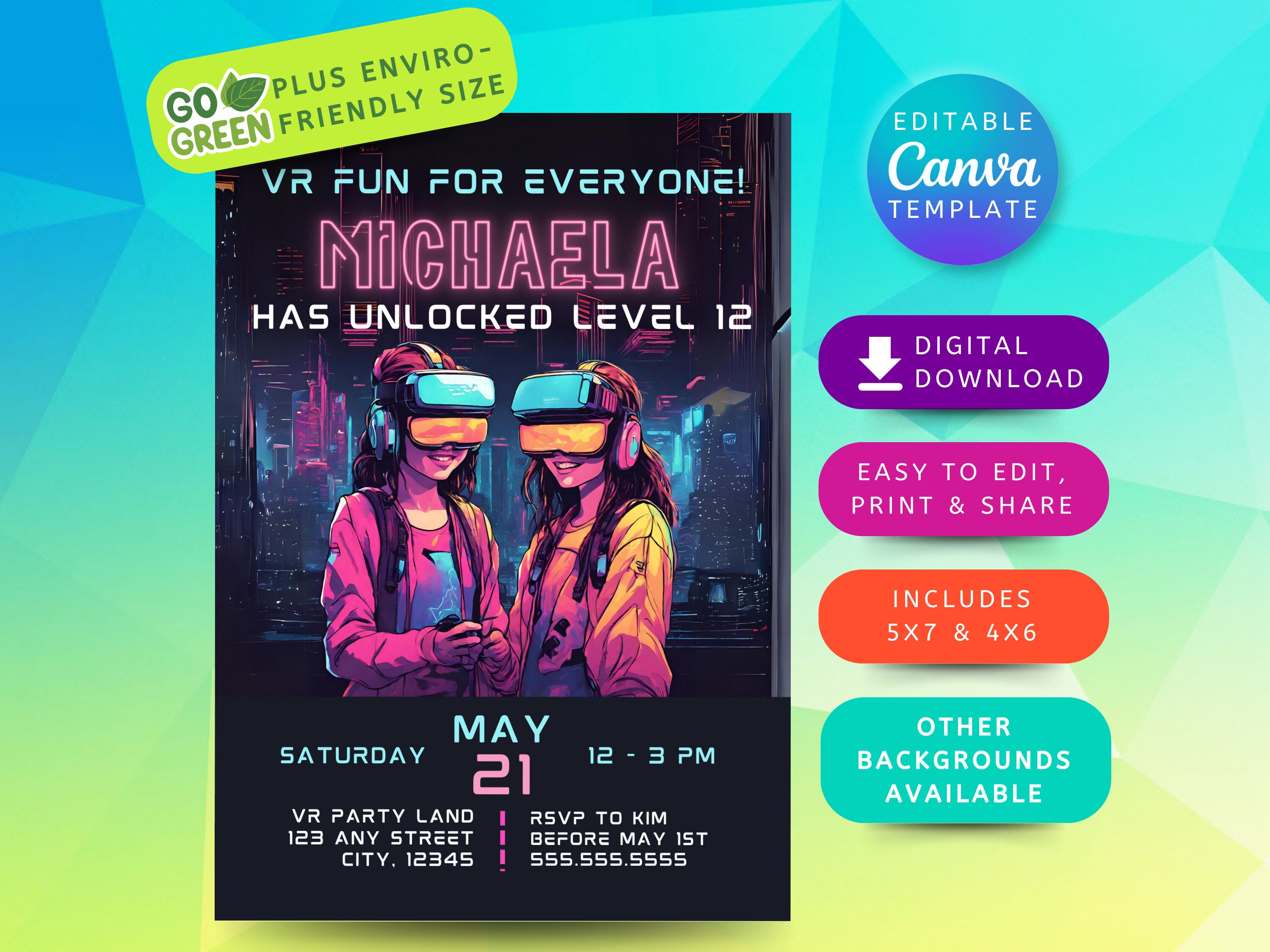 VR Birthday Party Invitation VR Party Invite Virtual Reality Invitation ...