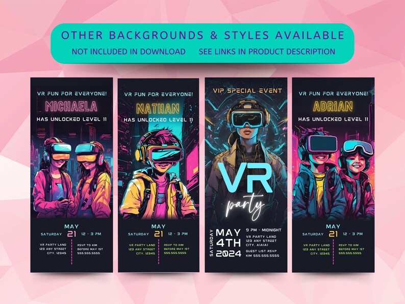 VR Invitation VR Party Invite Virtual Reality Invitation Template Adult ...