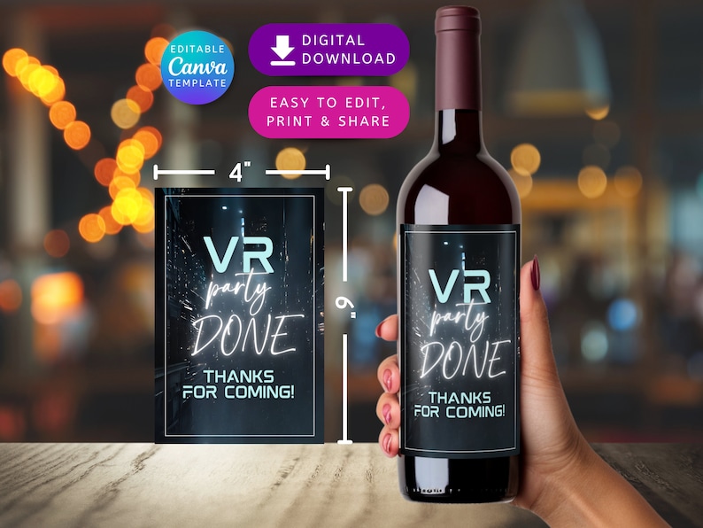 VR Thank You Gift Tags Custom Wine Labels VR Printable Party Favor ...