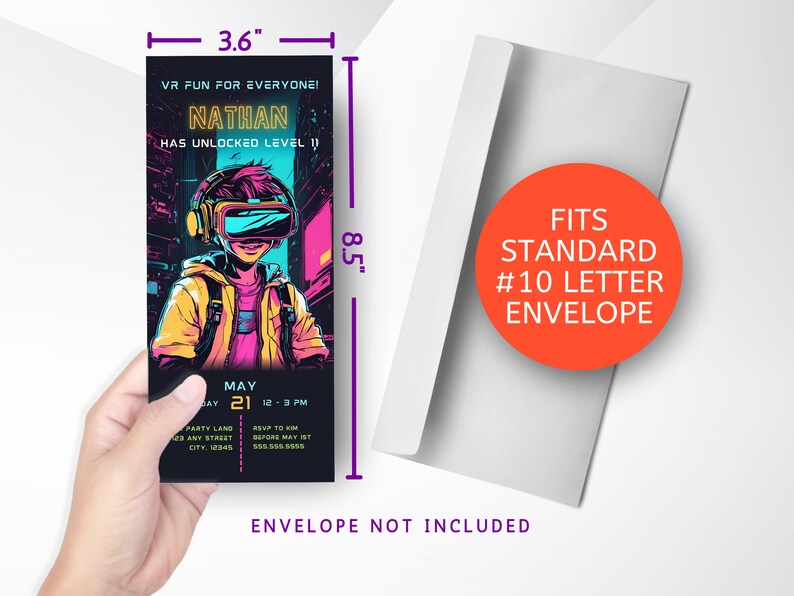 VR Invitation VR Party Invite Virtual Reality Invitation Template Boy ...