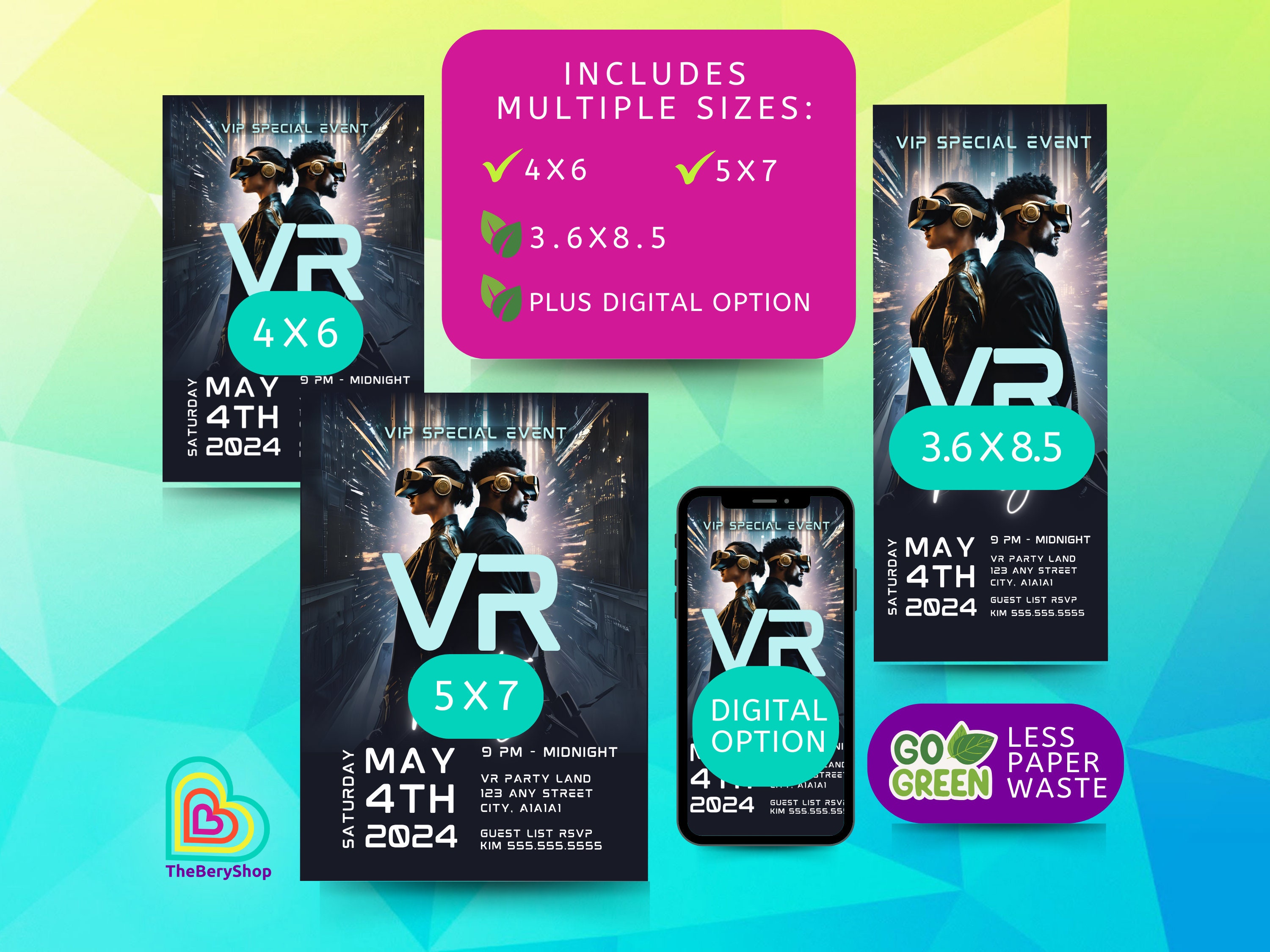 VR Invitation VR Party Invite Virtual Reality Invitation Template Adult ...