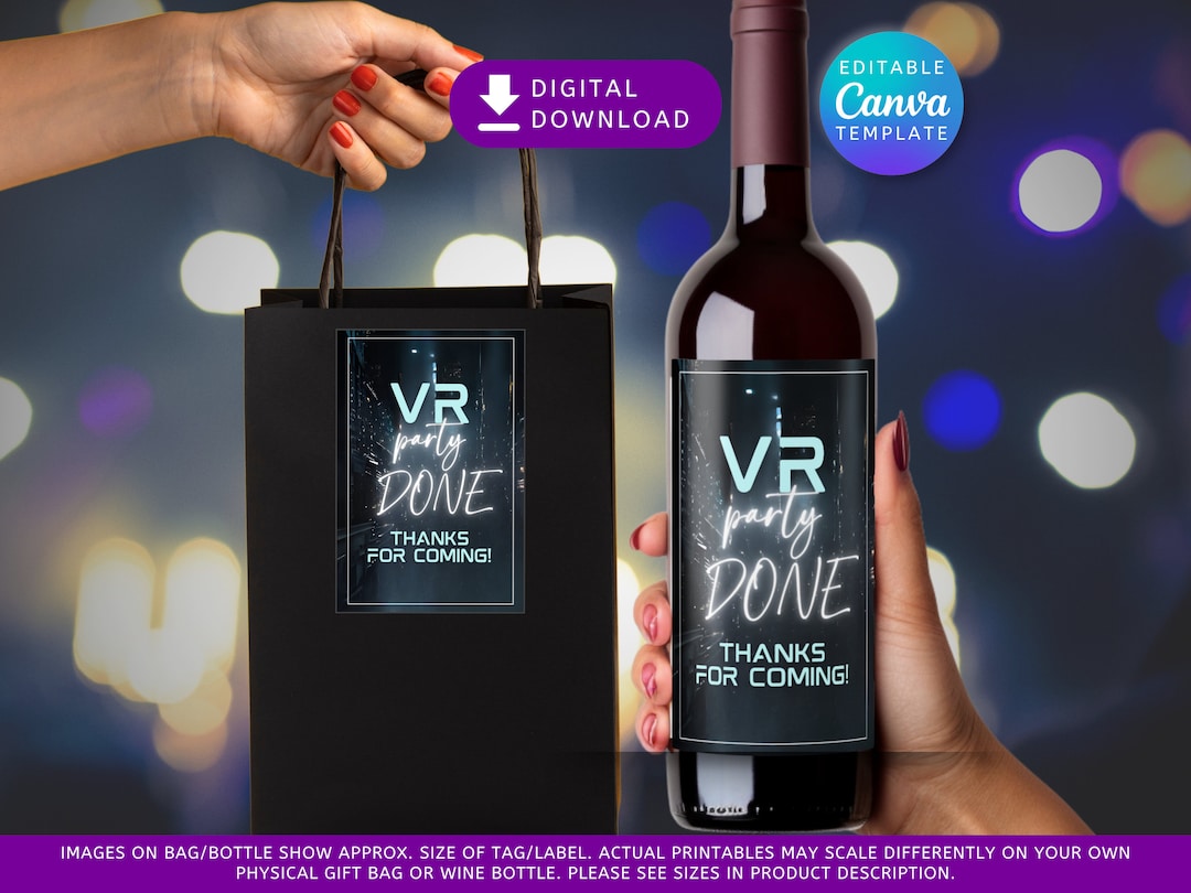 VR Thank You Gift Tags Custom Wine Labels VR Printable Party Favor ...