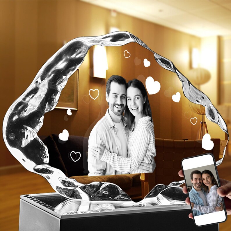 Personalized 3D Portrait Crystal Photo, Christmas Gift for Dad Mom ...