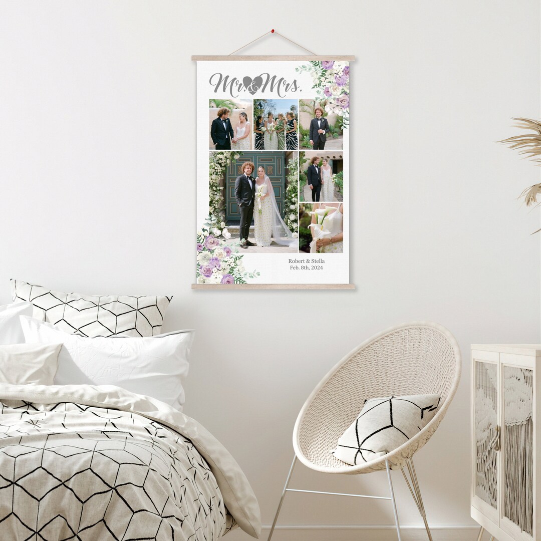 Custom Photo Collage Hanging Canva Personalized Wood Poster Hanger ...