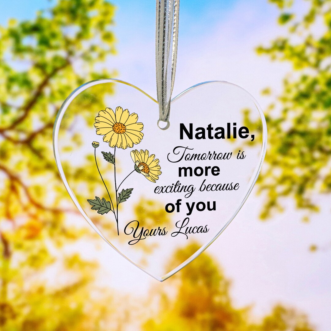 Personalized Glass Ornament Custom Heart Ornament With Text Couple ...