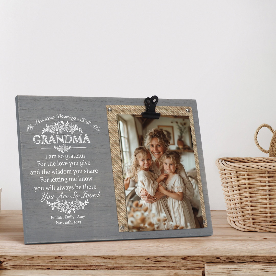 Custom Grandma Picture Frame, Personalized Grandma Gift, Rustic Wooden ...