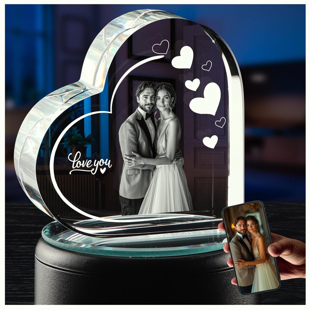 Personalized 3D Crystal Photo, Christmas Couple Gifts, Custom Glass ...