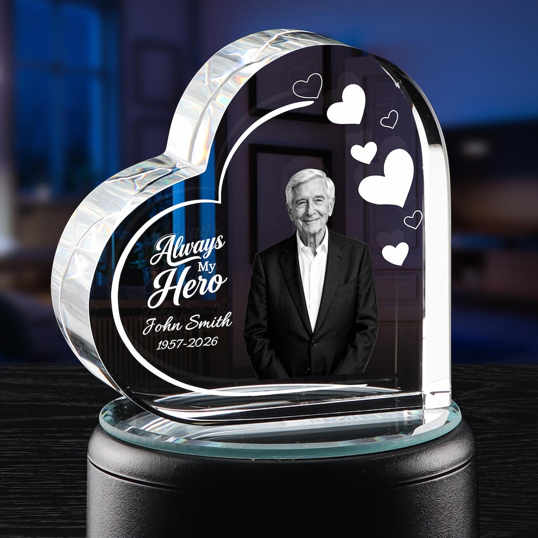 Personalized 3D Crystal Memorial Photo Gift, Sympathy Mourning ...