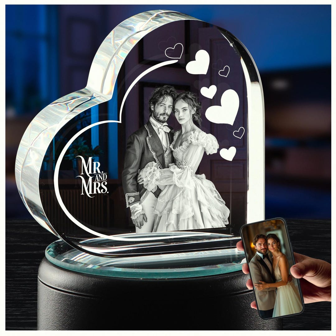 Personalized Engraved 3D Crystal Photo, Custom Glass Laser Etched Photo ...