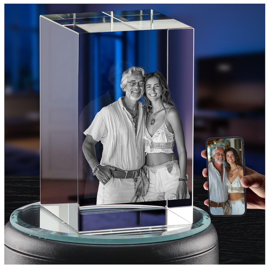 3D Crystal Photo Portrait: Personalized Laser Etched Picture With LED ...