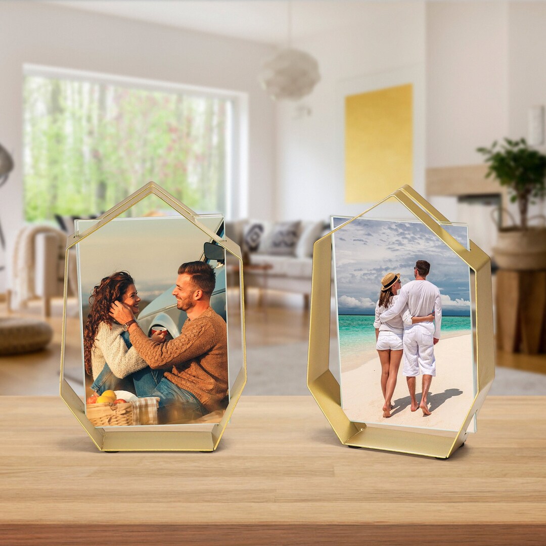 Gold Geometric Photo Frame, Wedding Picture Frame, Wedding Gift for ...