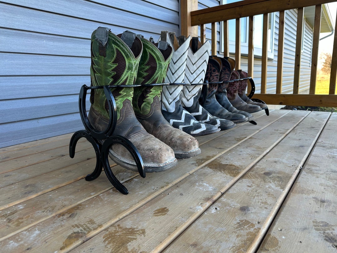 Hand Forged Horse Shoe Boot Rack - Etsy
