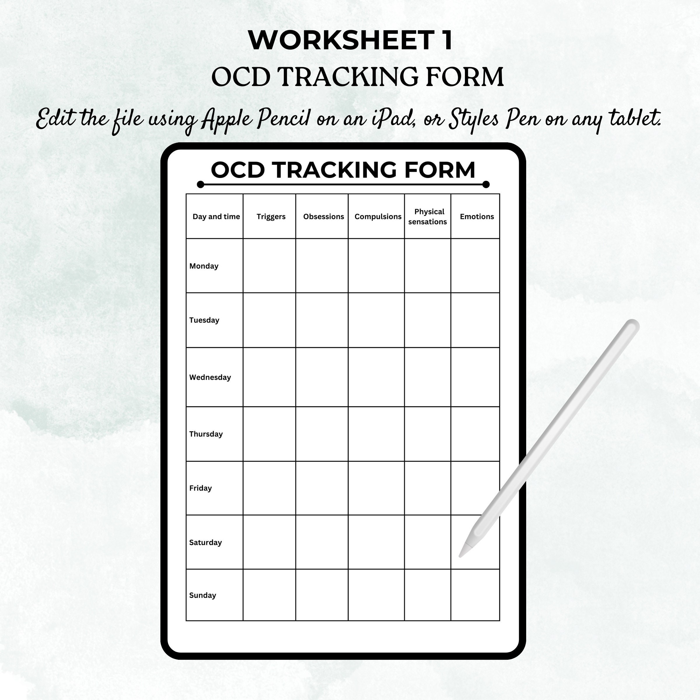 OCD Worksheets for Children OCD Workbook for Kids and Parents OCD 20 ...