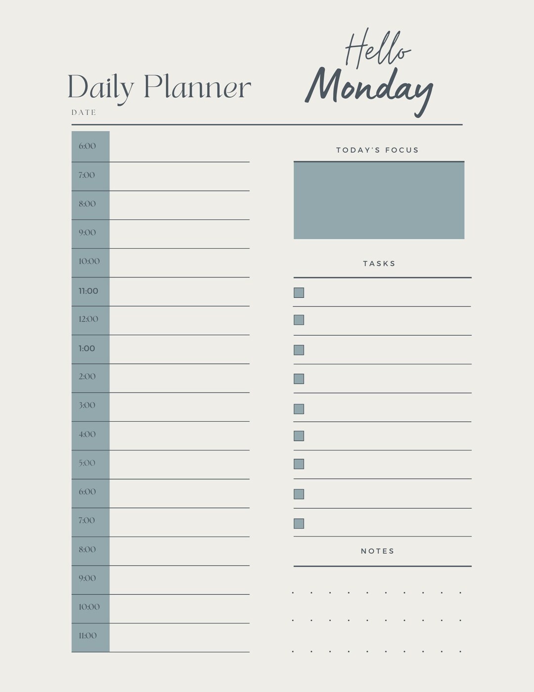 Daily Planner Printable, Daily Planner Template, Goodnotes Planner ...