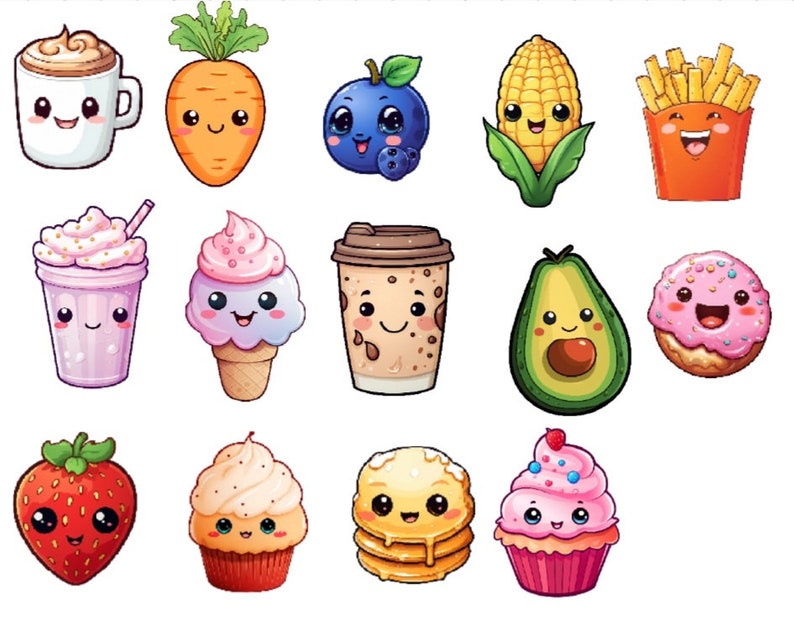 Cute Foodie Stickers - Etsy