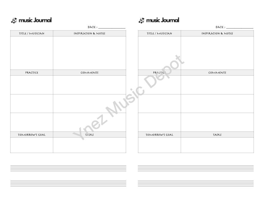 Music Journal Printable for Students and Musicians Routine 2024 - Etsy