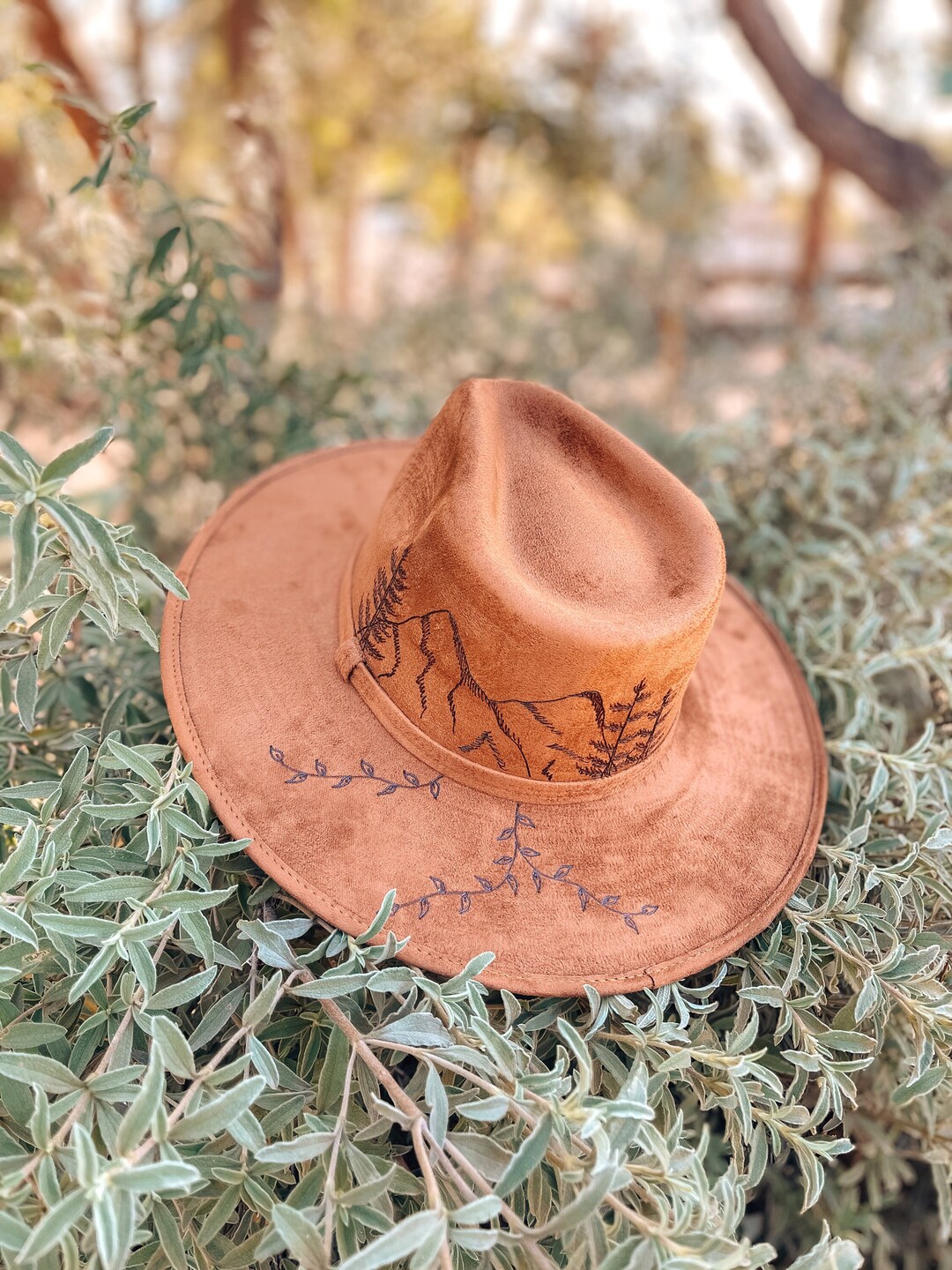 Boho Style Fedora Hat mountain Whimsy Burned Fedora - Etsy