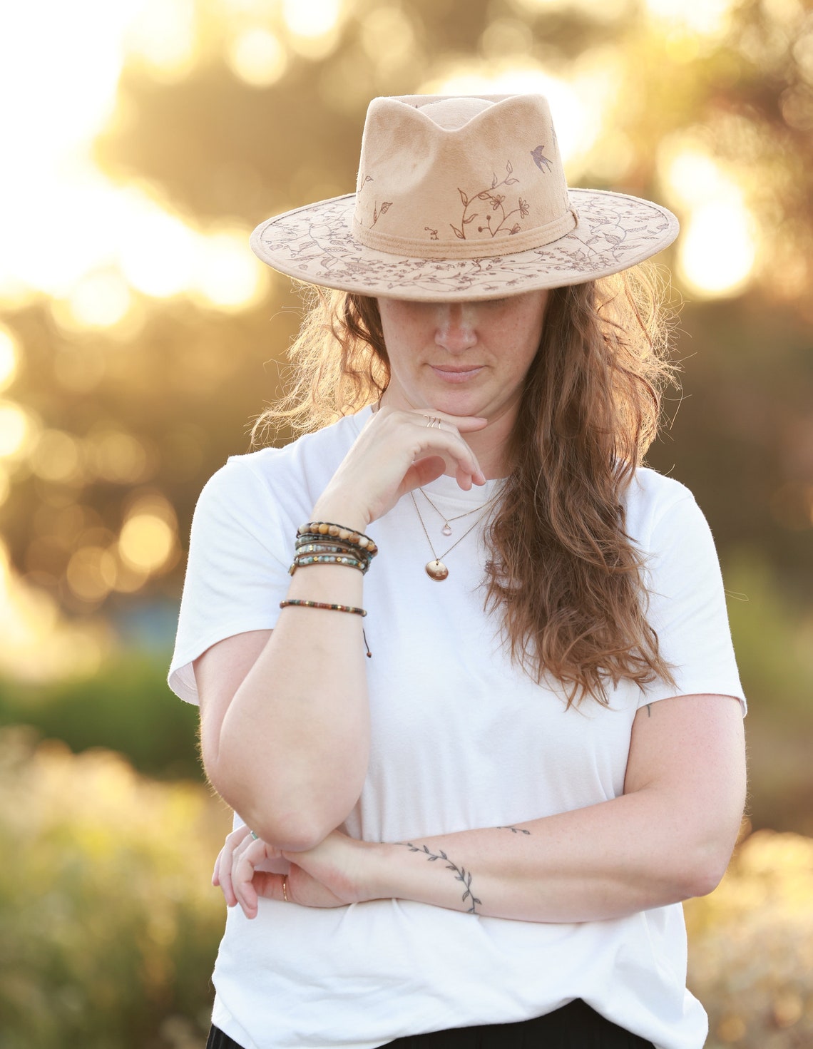 Boho Style Fedora Hat “wildflowers” | Burned Fedora - Etsy